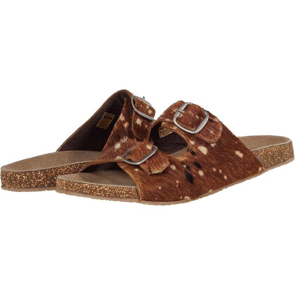 Roper | Shoes | Roper Sandals Desiree Hair On Brown Multi Buckle Slides ...